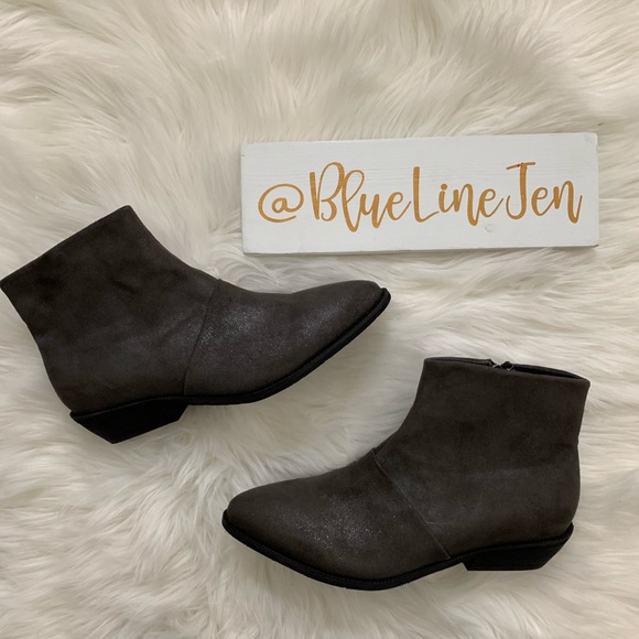 Antelope | Shoes | Antelope Grey Metallic Suede Booties Size 39 | Poshmark